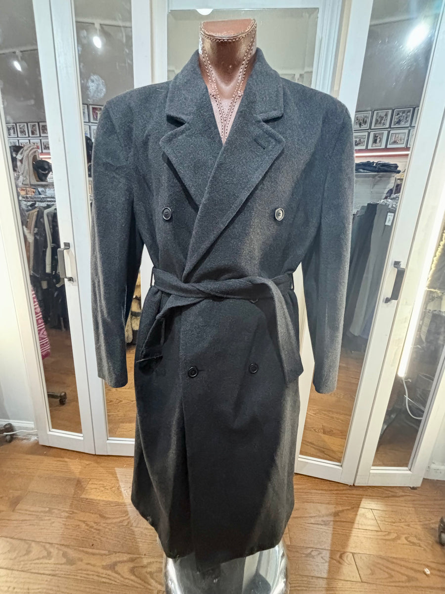 60’s Black Double Breasted Overcoat By Bugatti – Hamlets Vintage